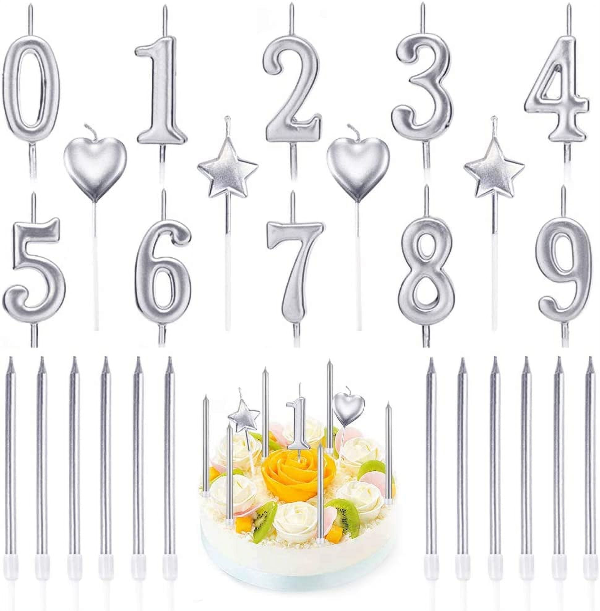 STONCEL 26Pcs Birthday Numeral Candles Set, 10Pcs Number 0-9 Glitter ...