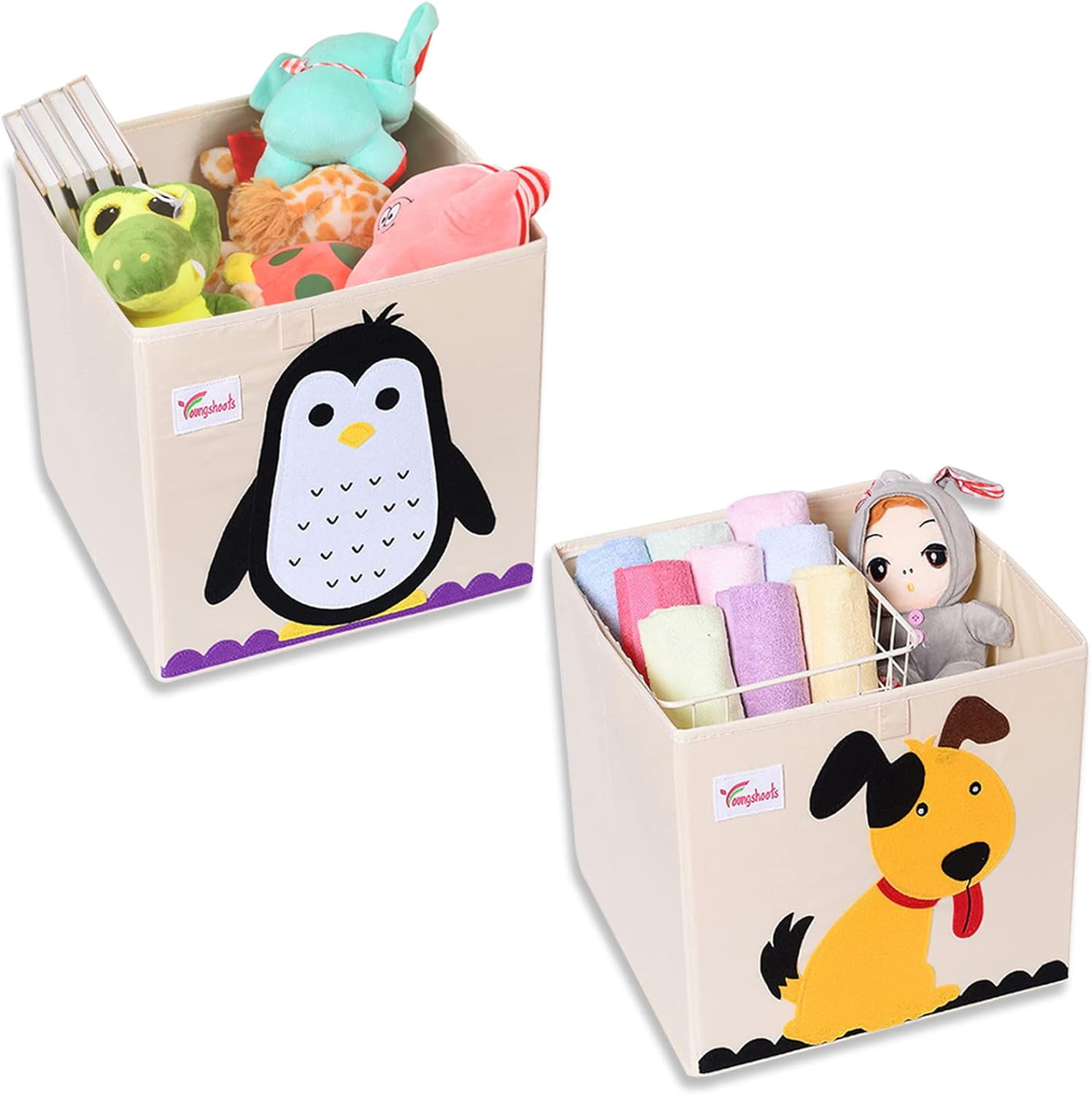 STONCEL 2PCS Foldable Animal Cube Storage Toy Box, Waterproof Fabric ...