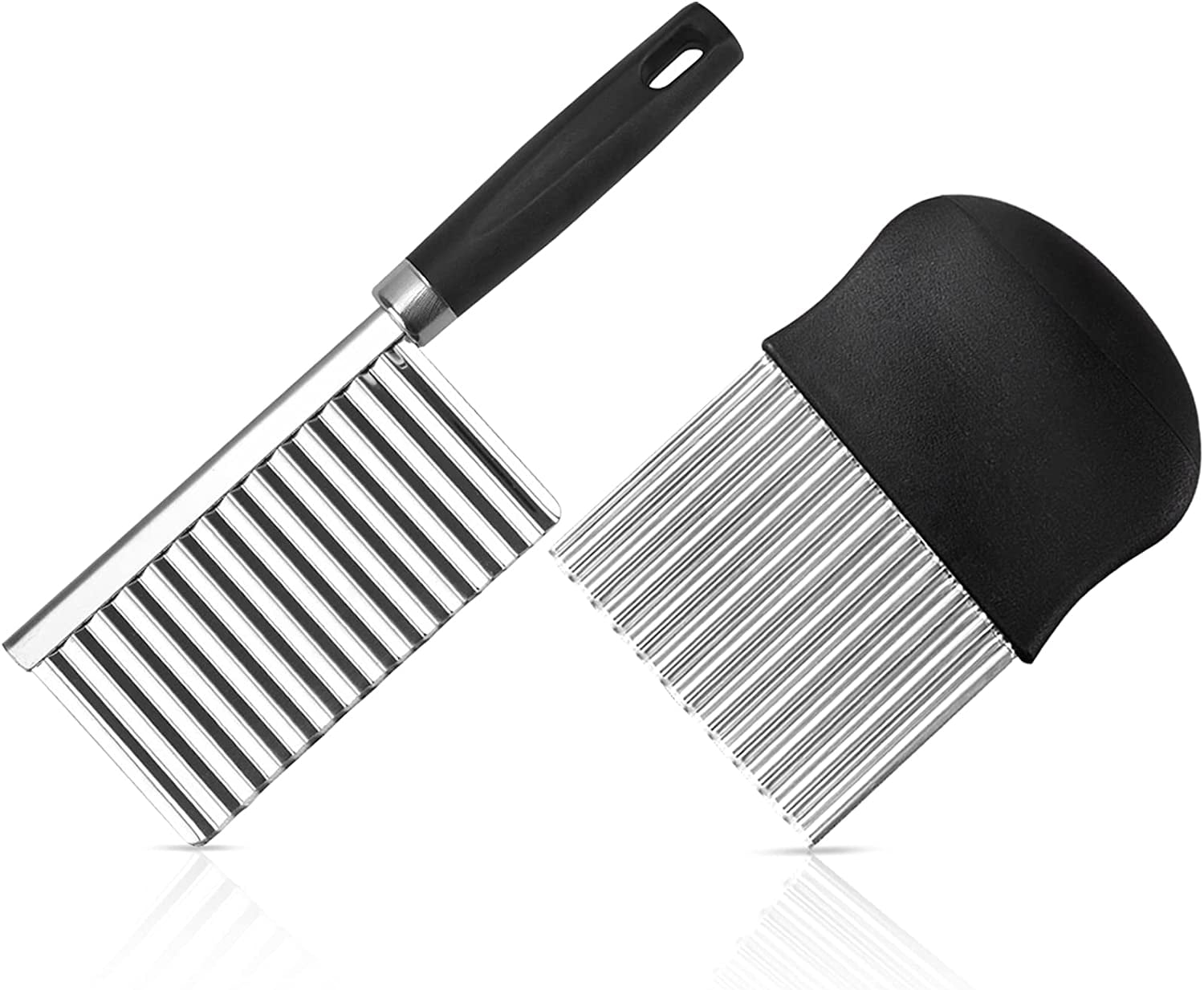 "STONCEL 2PCS Wavy Crinkle Chopper, Stainless Steel Blade Vegetable ...