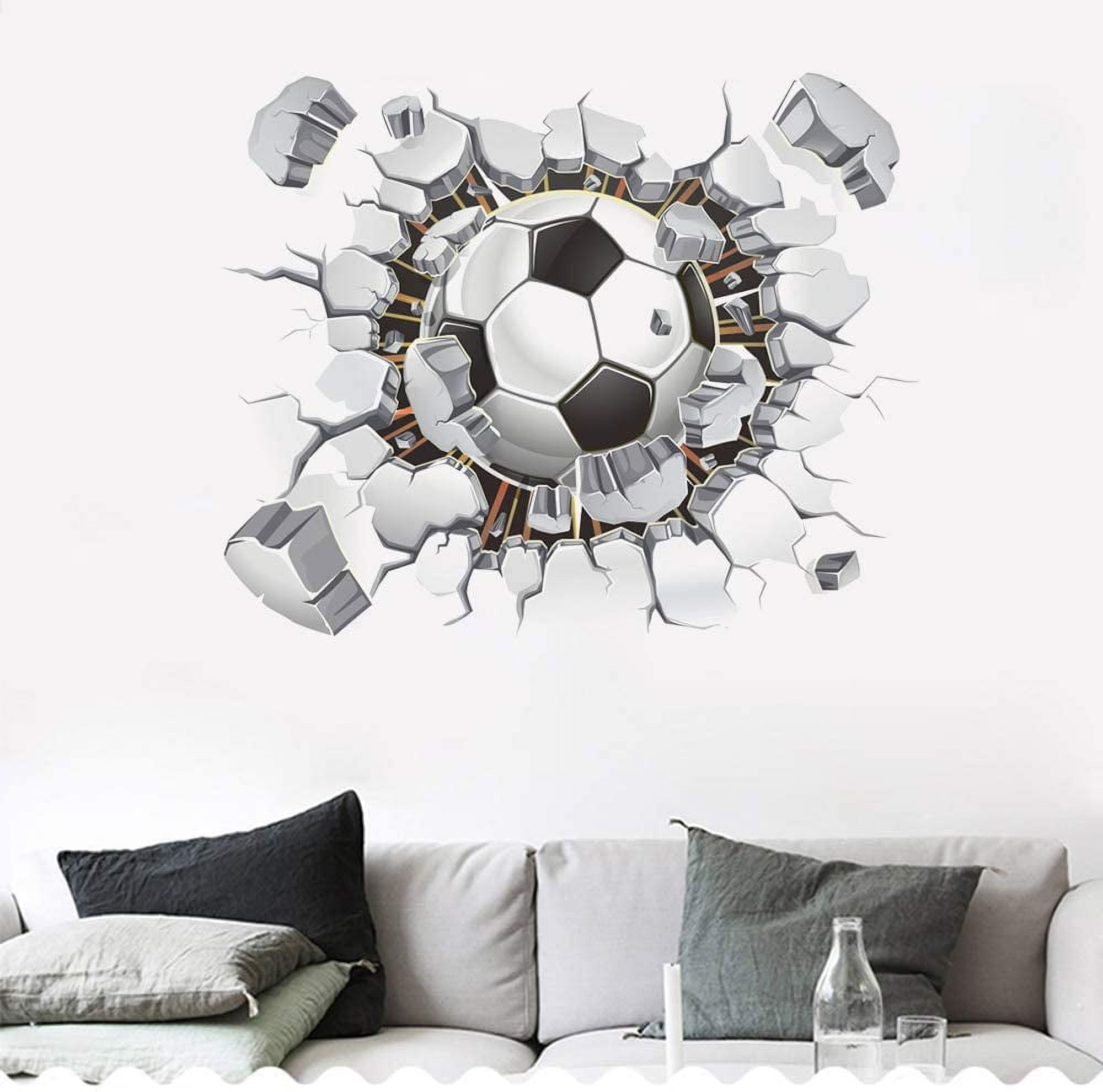 STONCEL 3D Soccer Stickers, 3D Wall Art Soccer Ball Stickers Decals for ...