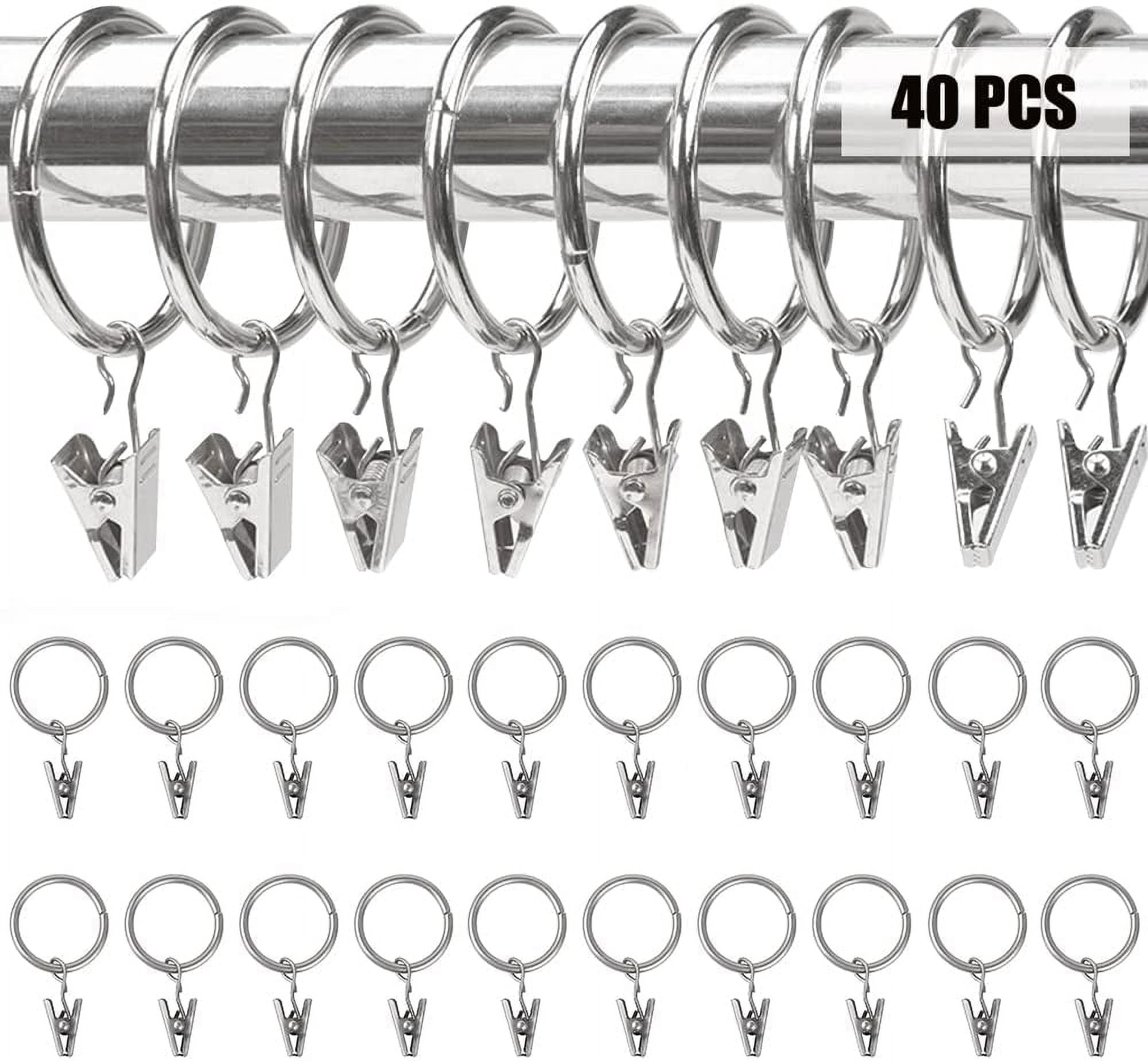 STONCEL 40 Pack Curtain Hooks Window Hardware Clip Rings Diameter 13 ...