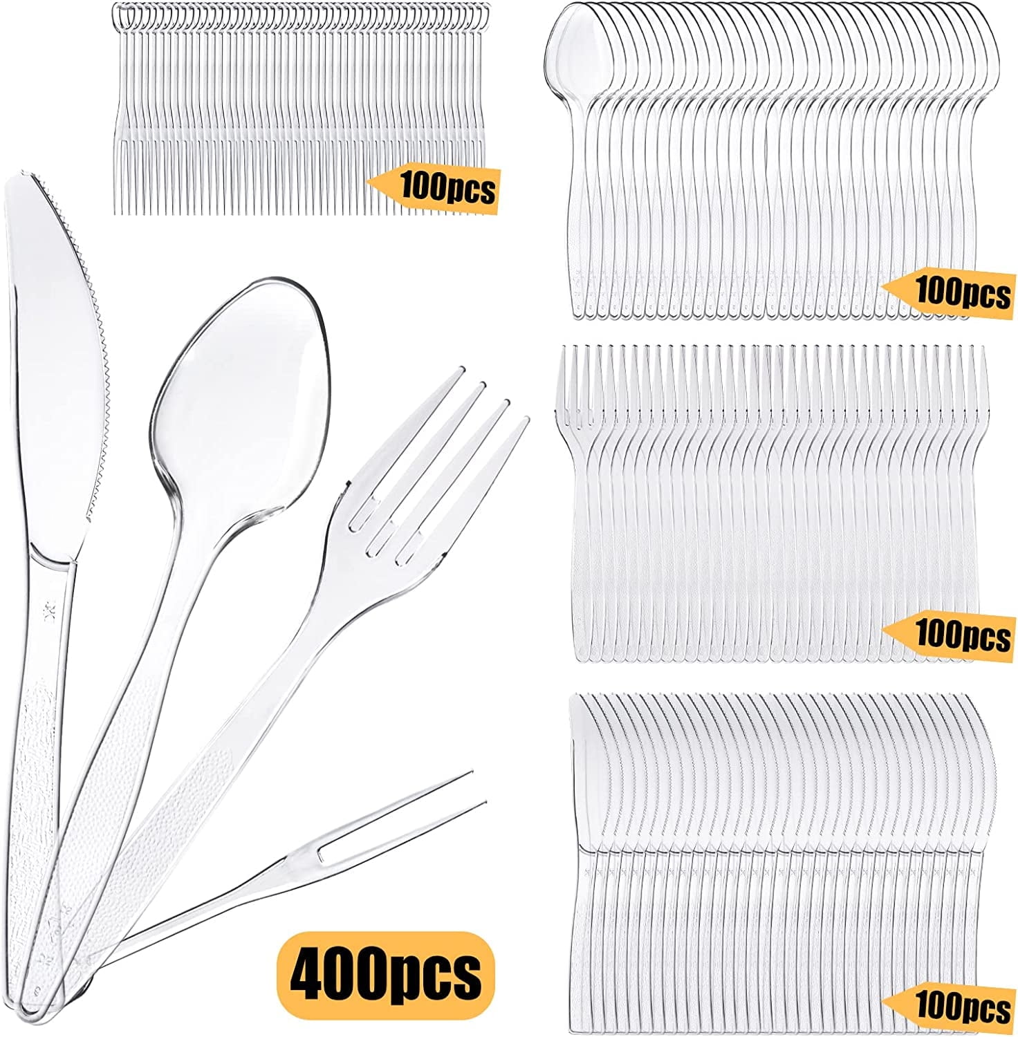 STONCEL 400PCS Durable Reusable Plastic Cutlery Set for Parties, Camping, Dinnerware - Walmart.com