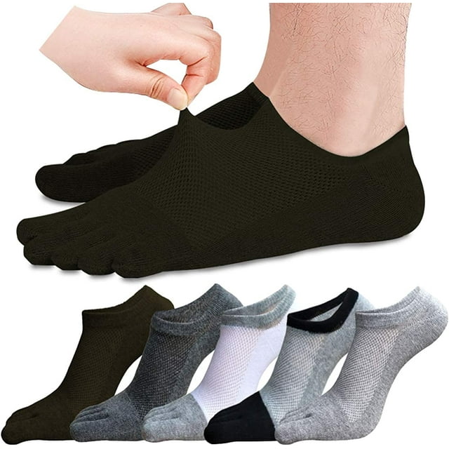STONCEL 5 Pairs Men's Toe Socks Cotton Low Cut Liner Socks5 Finger ...