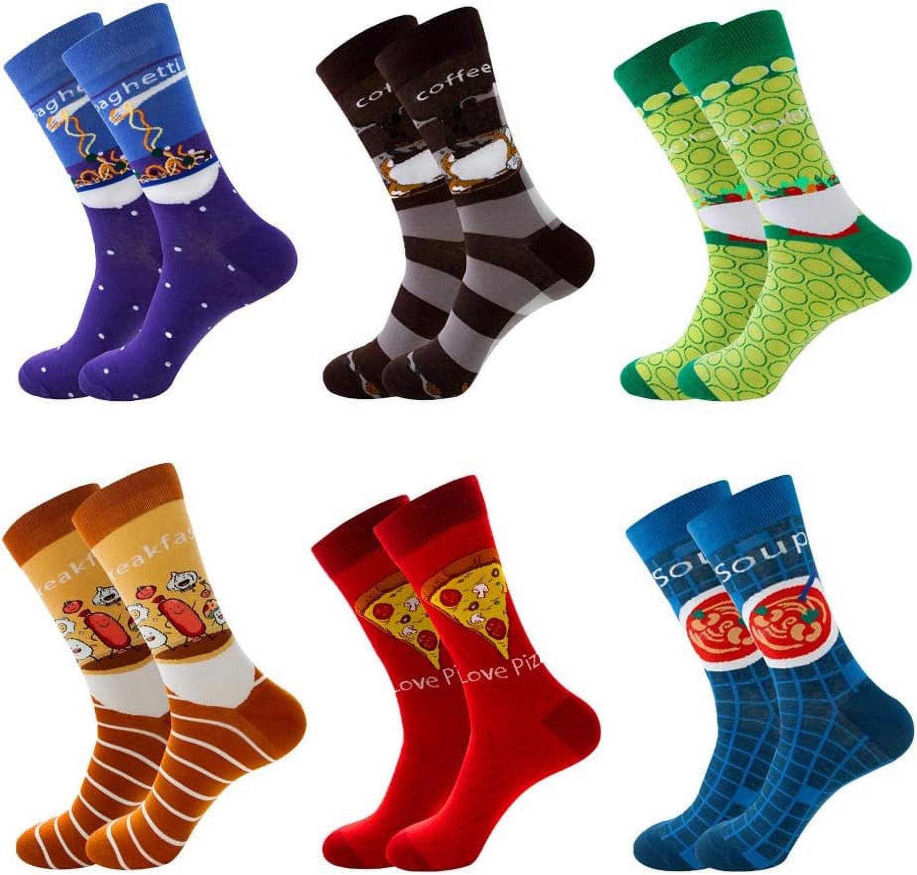 Stoncel 6 Pairs Unisex Novelty Socks Fun Dress Socks Colorful Patterned Crew Socks Funky Fancy
