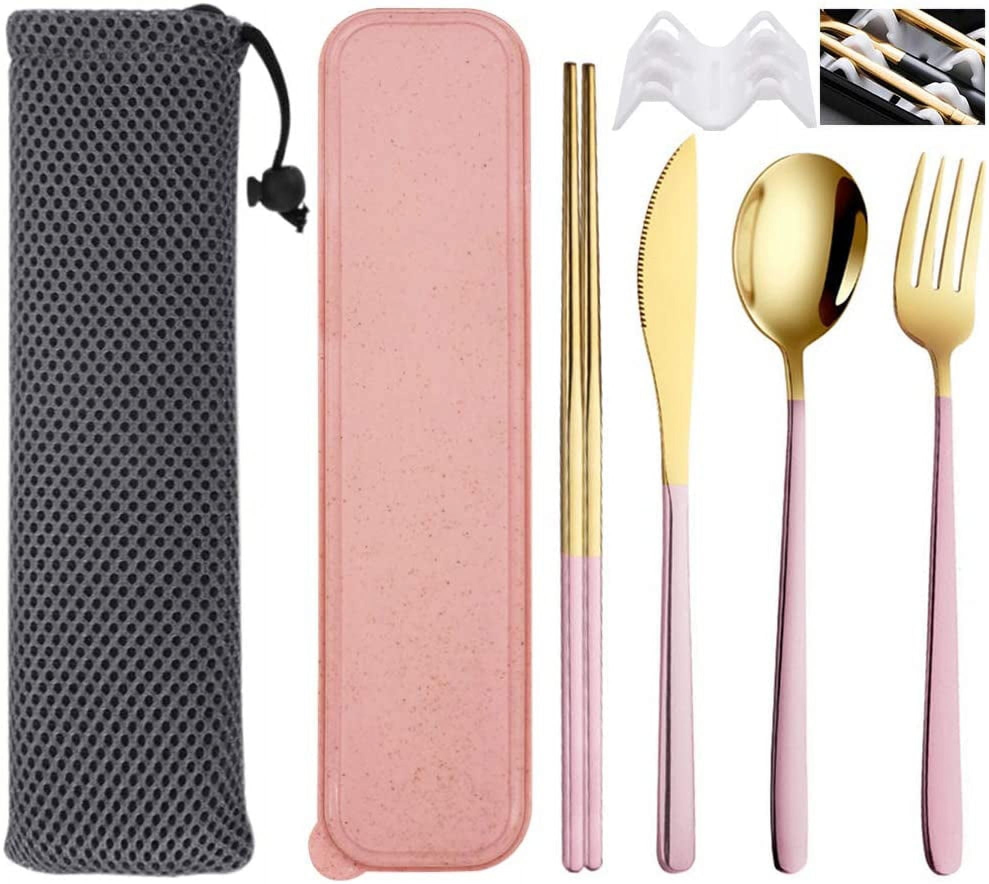 STONCEL 6 Pcs Portable Stainless Steel Flatware Set, Travel Reusable ...