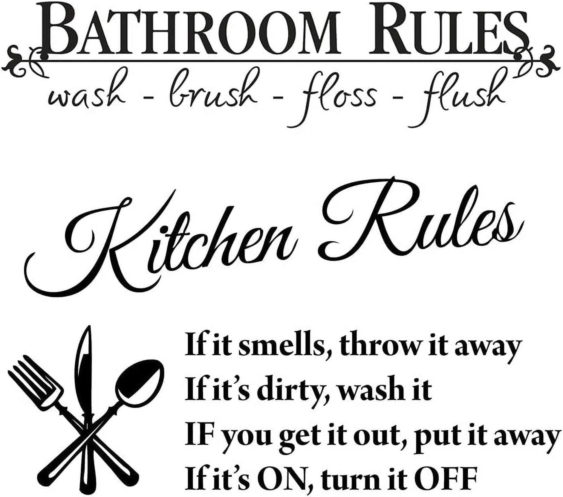 Bathroom Rules Wash Brush Floss Flush