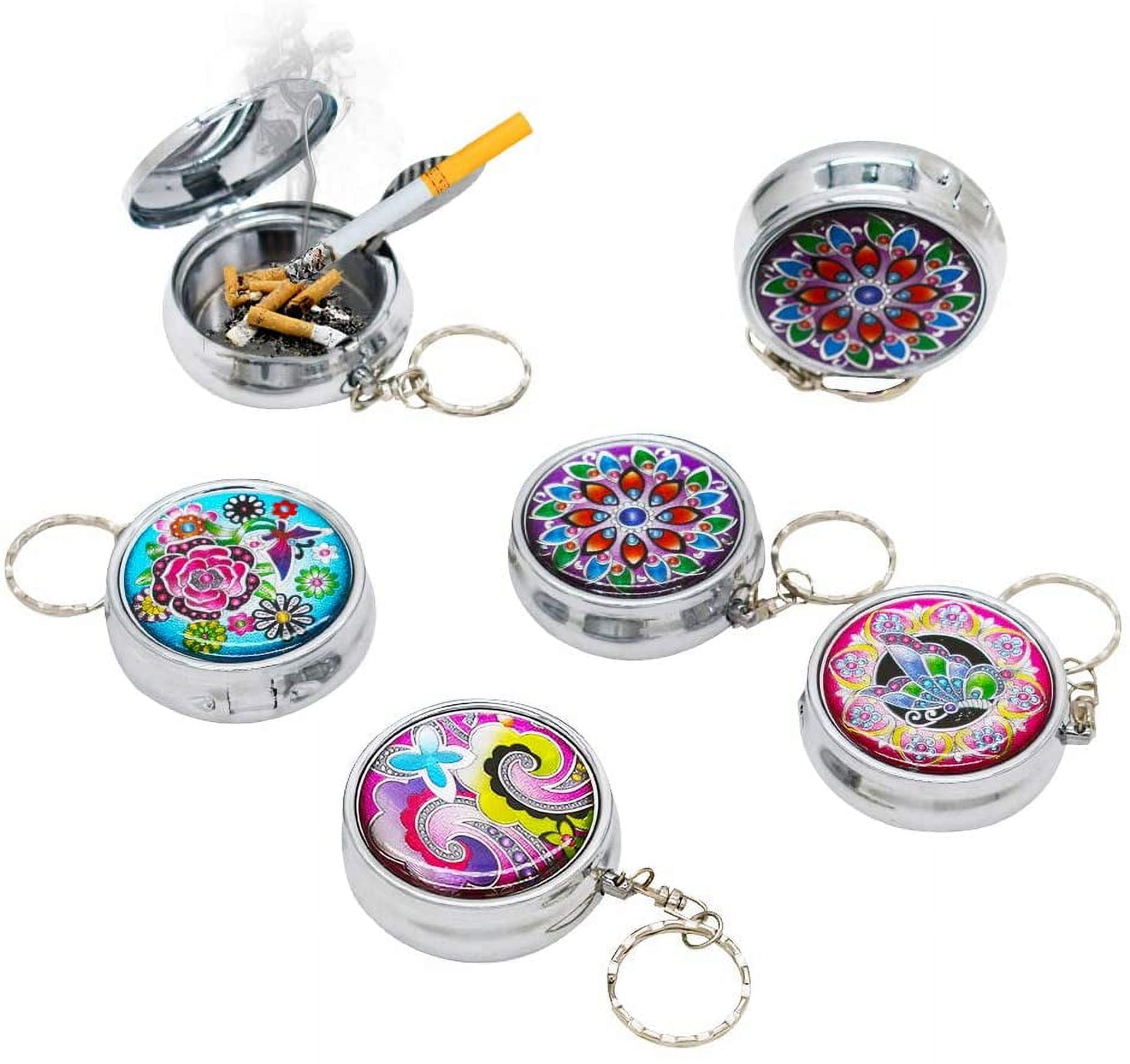 STONCEL 6Packs Portable Pocket Ashtray, Stainless Steel Circular ...