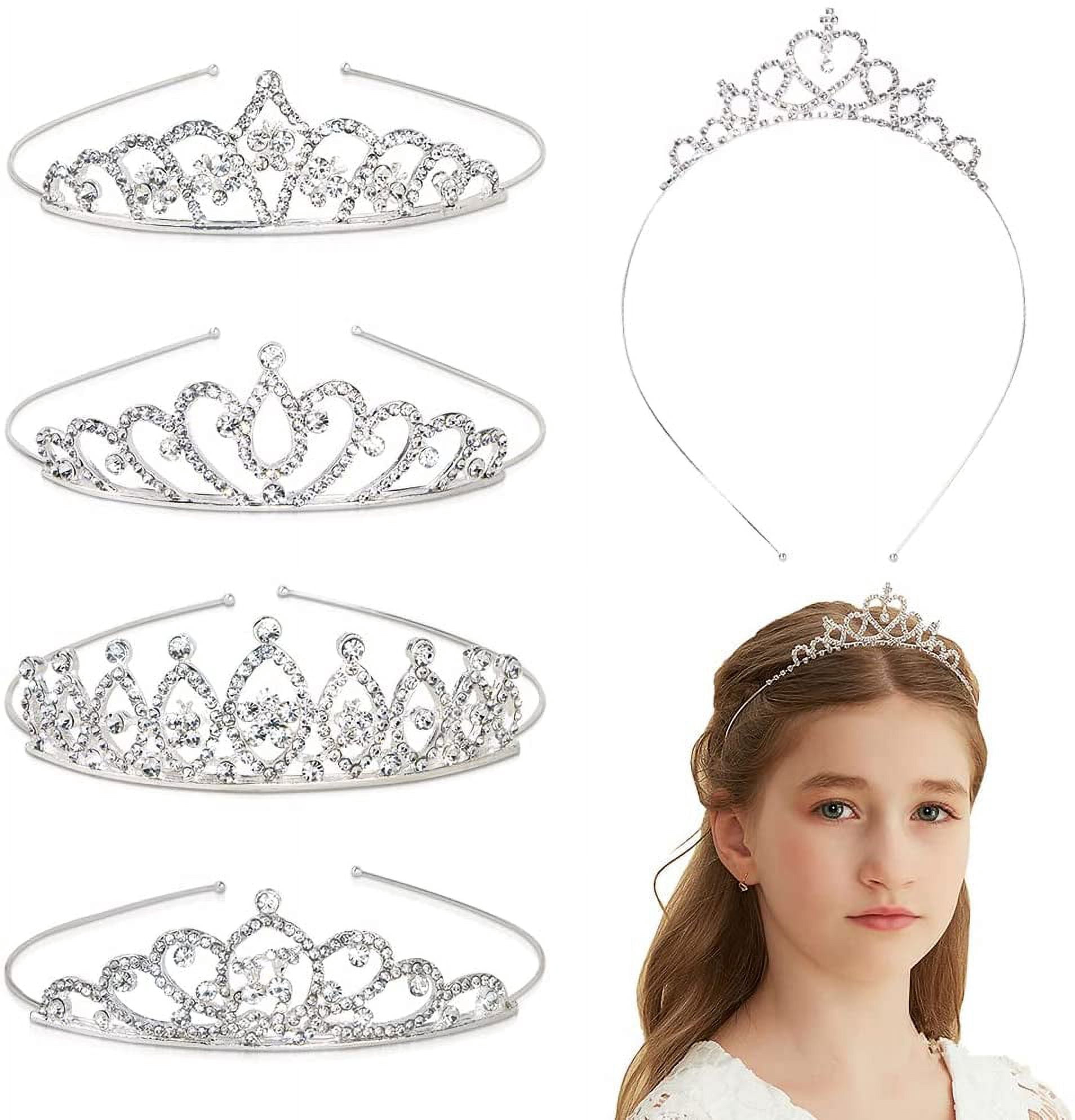 STONCEL 6Pcs Girls Princess Crystal Tiara Crown, Princess Silver ...