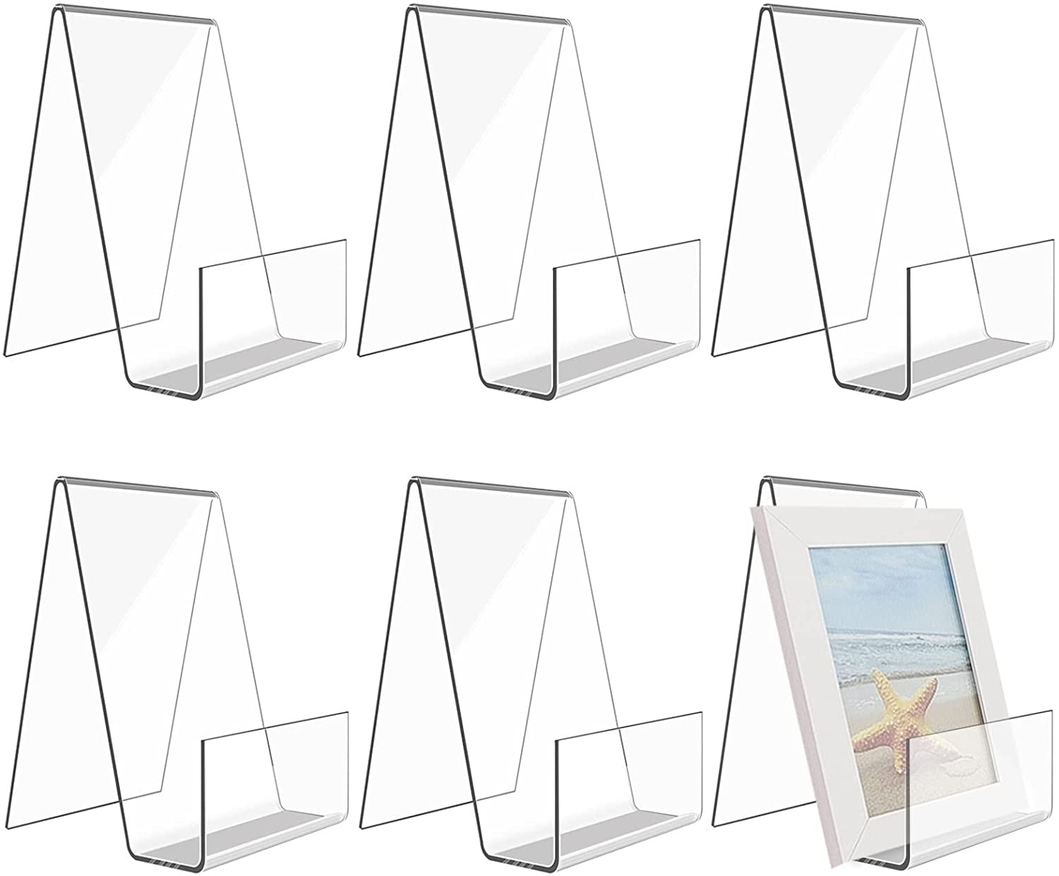 STONCEL Acrylic Book Stand with Ledge, 6PC 4 Inch Clear Easel Stand ...