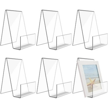 6 PCS Acrylic Book Stand with Ledge, Clear Acrylic Display Easel ...