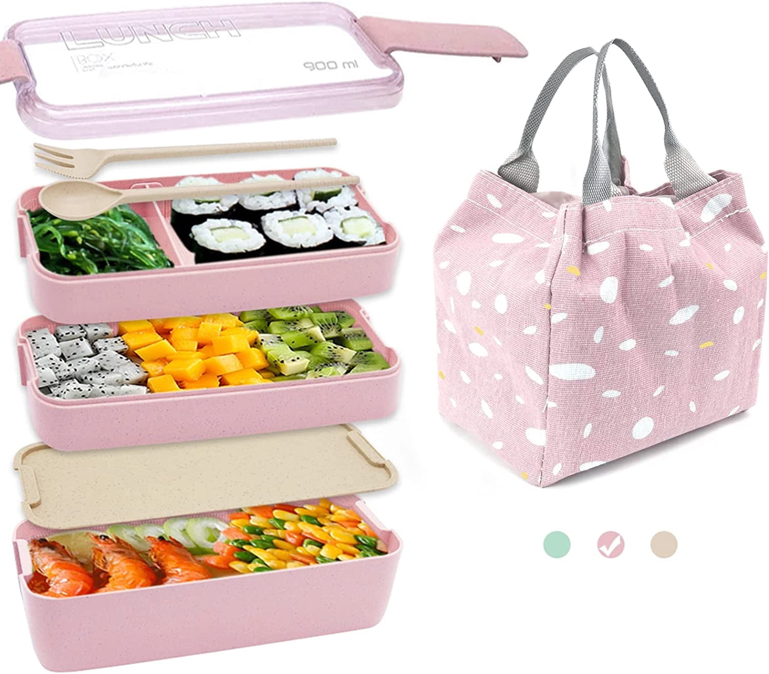STONCEL Bento Box and Lunch Box, Come with Lunch Bag , Spoon and Fork ...