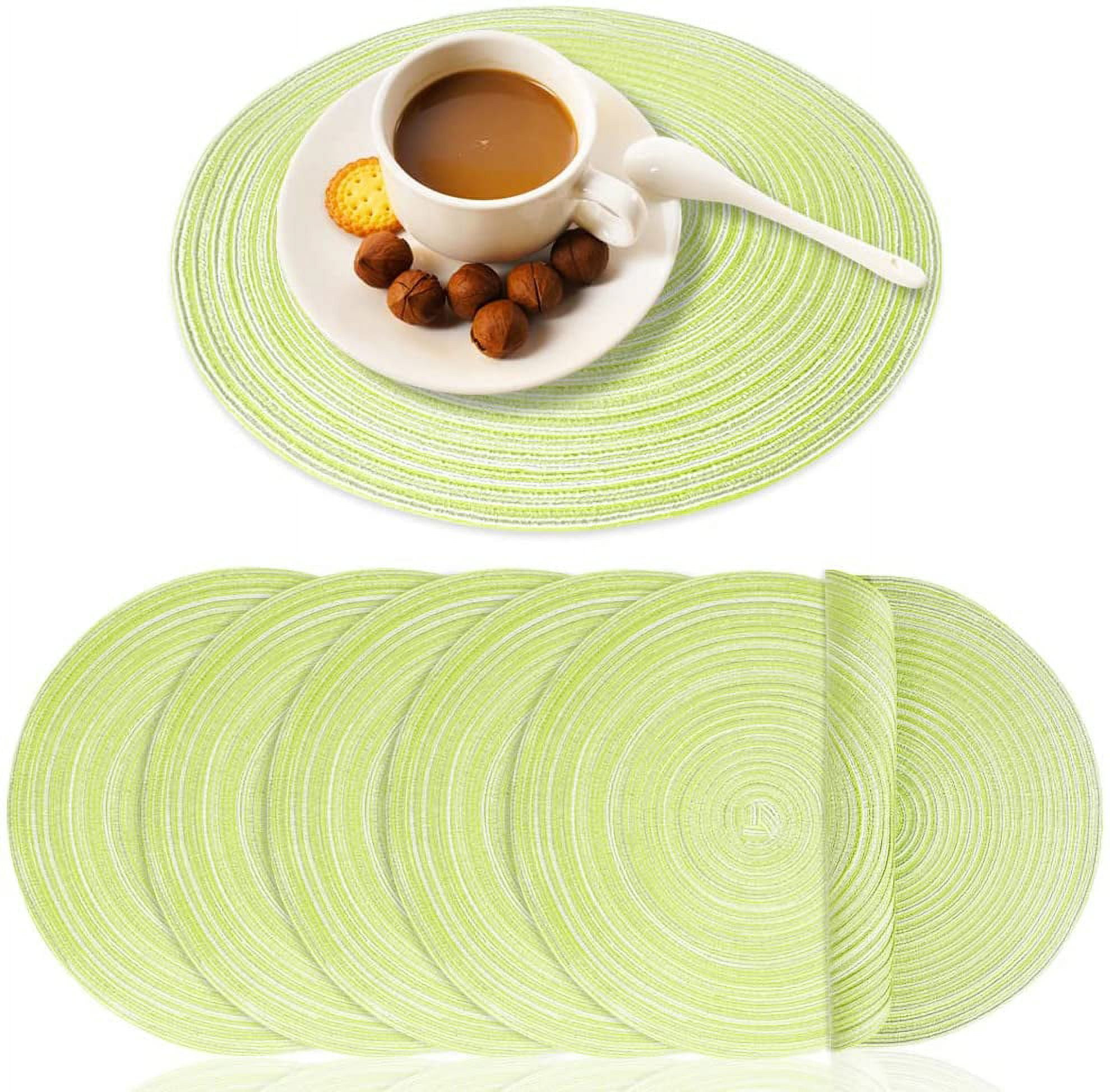 STONCEL Circular Placemats Set of 6 Washable Wipeable Placemats for ...