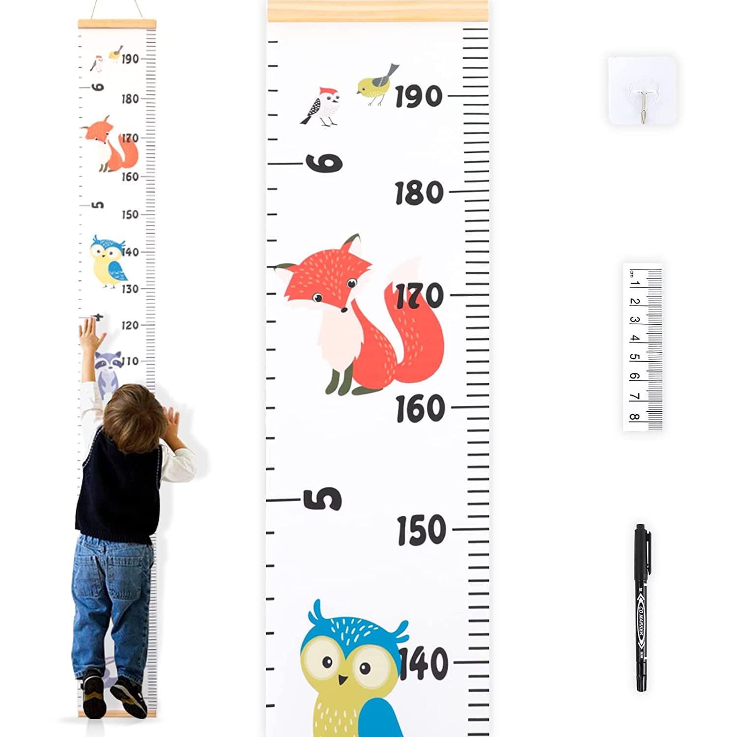 STONCEL Growth Chart for Kids, Canvas Height Chart for Kids Room Decor ...