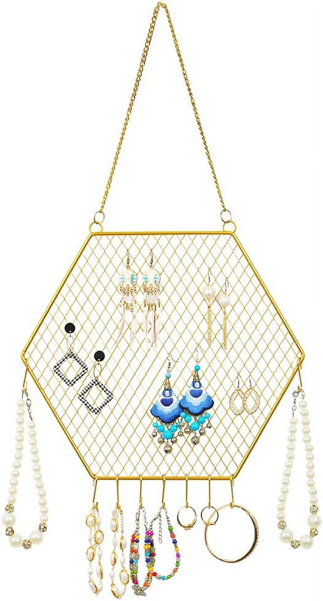 STONCEL Hanging Jewelry Orgnizer, Wall Mounted Metal Earring Necklaces ...