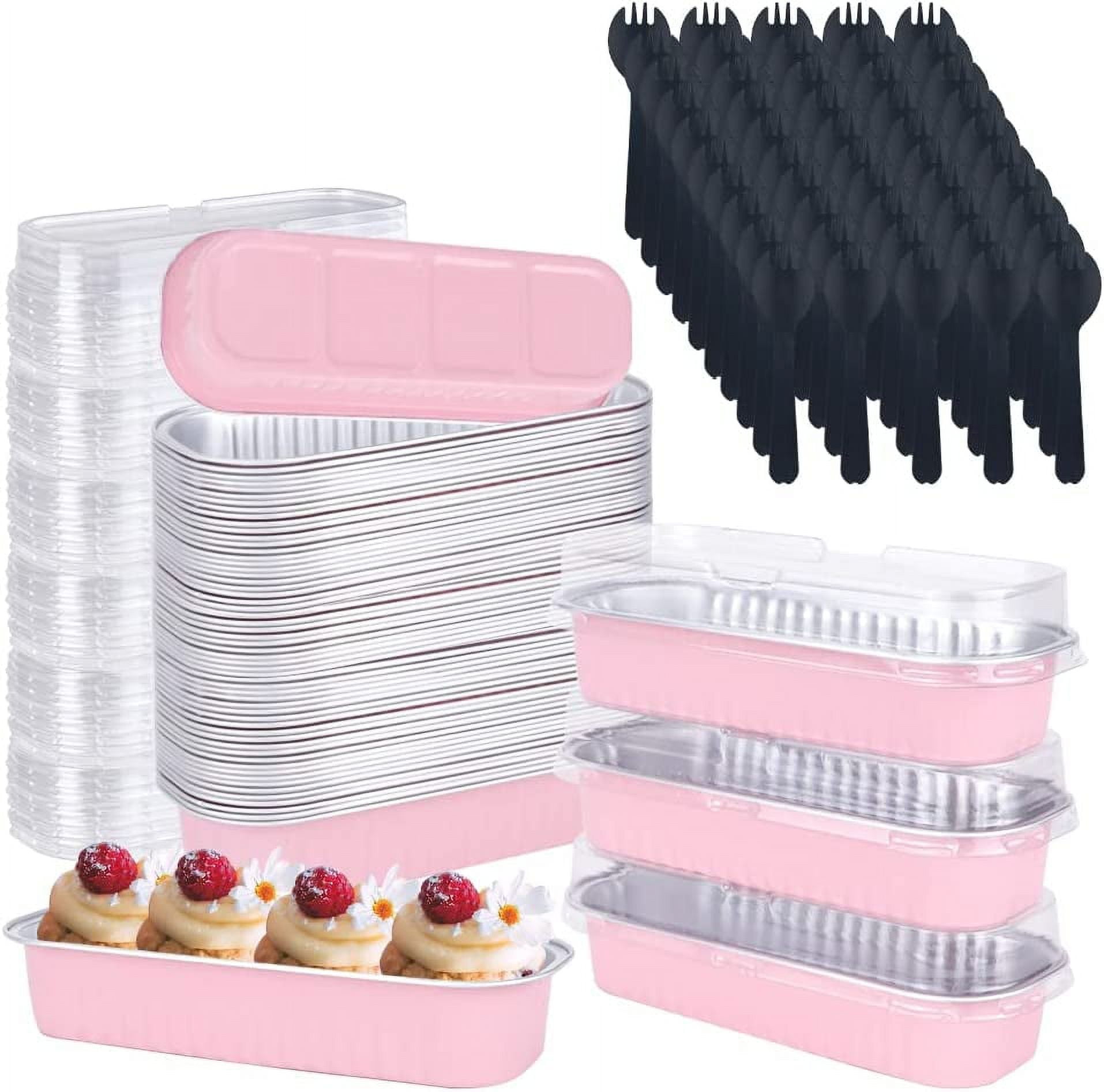 STONCEL Mini Loaf Pans With Lids and Spoons, 6.8oz Aluminum Foil Baking ...