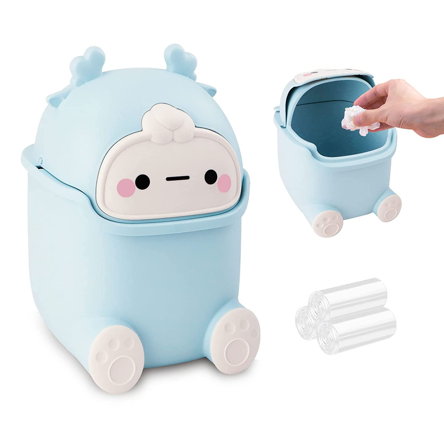 STONCEL Mini Trash Can with Lid, Cute Flip Desktop Trash Cans, Plastic ...