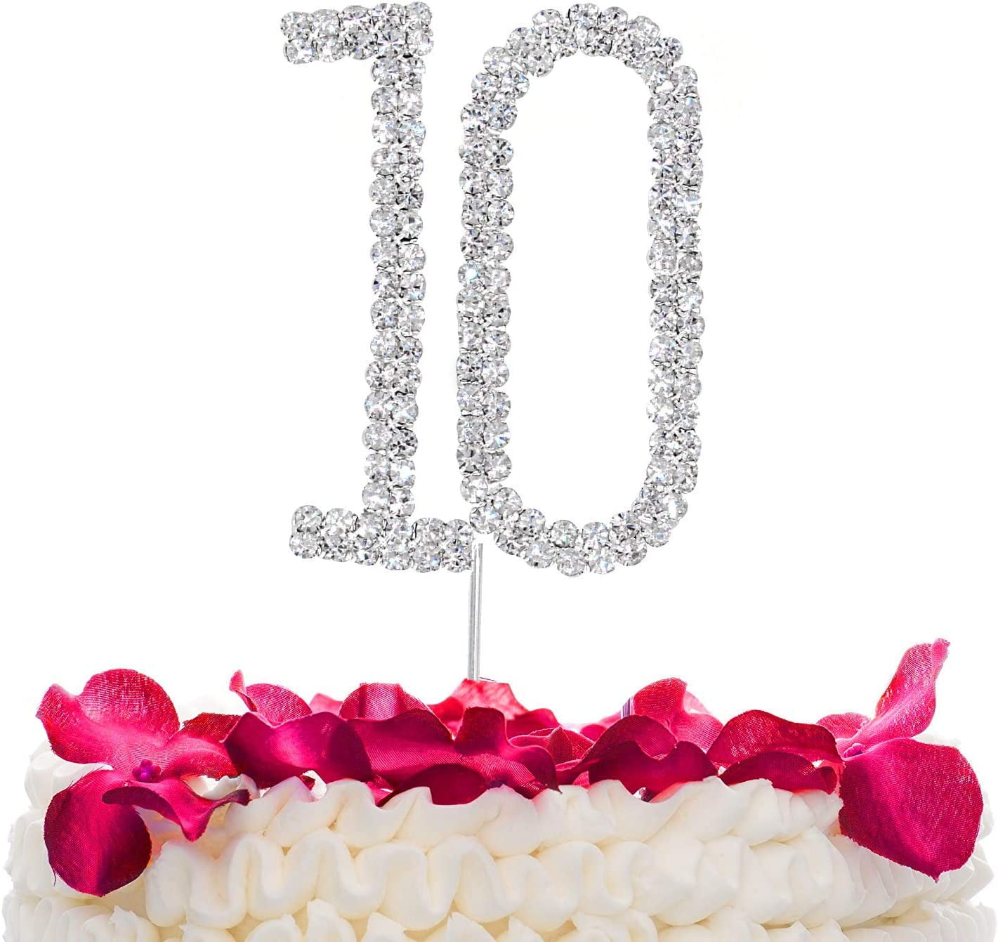 STONCEL Rhinestone Crystal Cake Topper Sparkling Silver Number 10/18/20 ...
