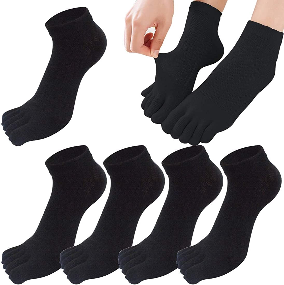 STONCEL Colored Five Finger Toe Socks for Women, Casual Cotton Low Cut ...