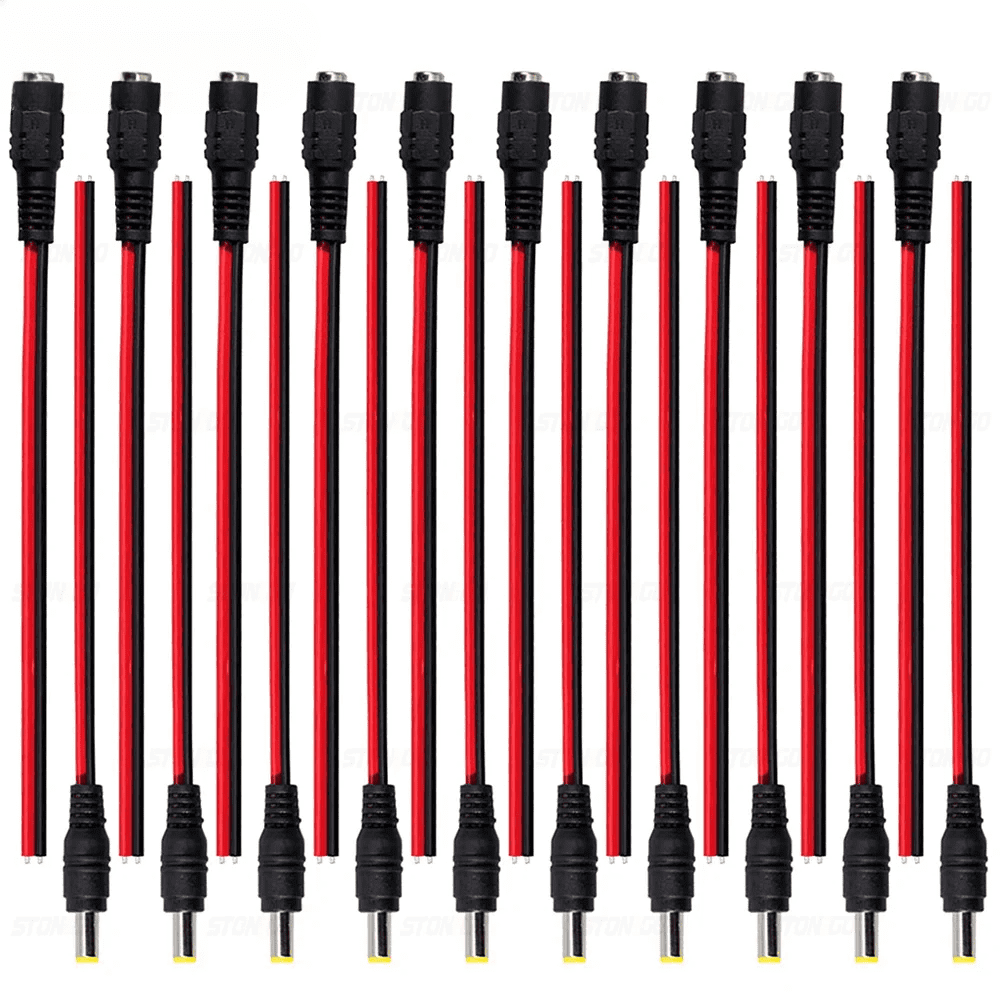 STONEGO 10/20/50PCS 12V DC Connector Set - Male/Female Jack Cable Wire ...