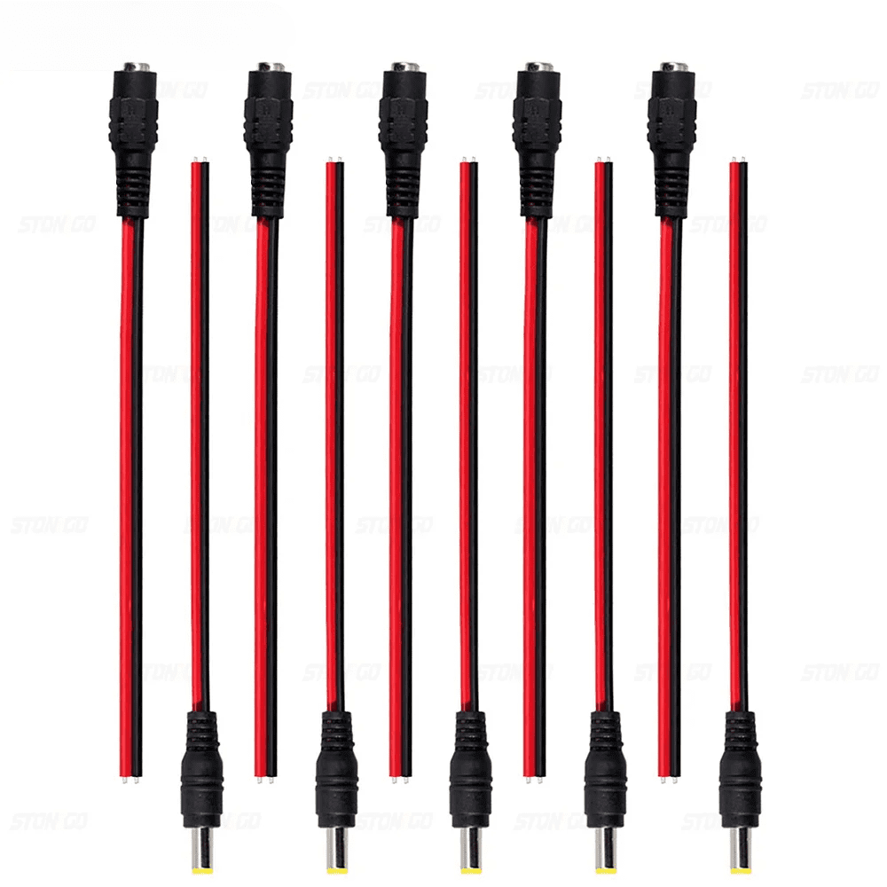STONEGO 10/20/50PCS 12V DC Connector Set - Male/Female Jack Cable Wire ...