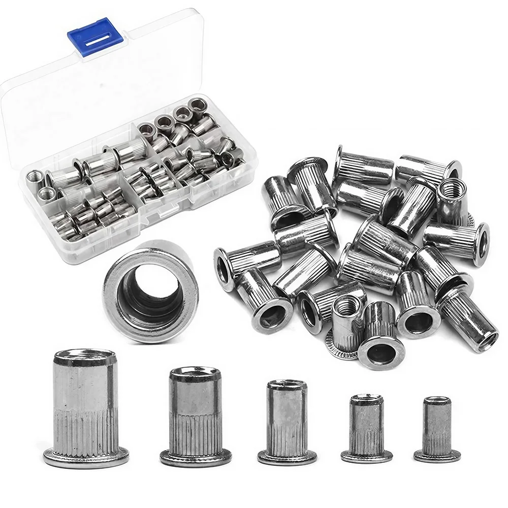 STONEGO 100Pcs/Box Aluminum Rivet and Nut Kit - Includes Threaded ...