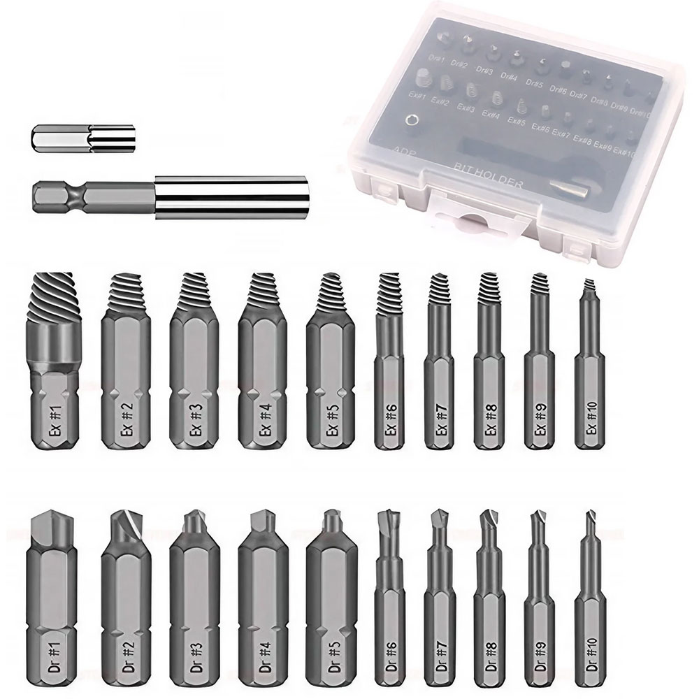 STONEGO 22Pcs/Set Broken Screw Extractor Set - High-speed steel broken ...