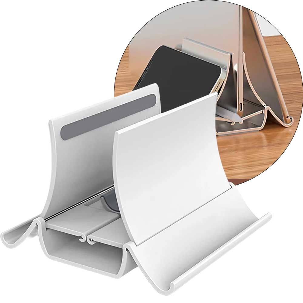 STONEGO 3-in-1 Vertical Laptop Stand – Universal Gravity Storage Rack ...