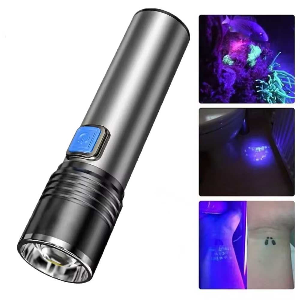 STONEGO 395nm UV Flashlight - IPX4 Waterproof, Zoomable, USB ...