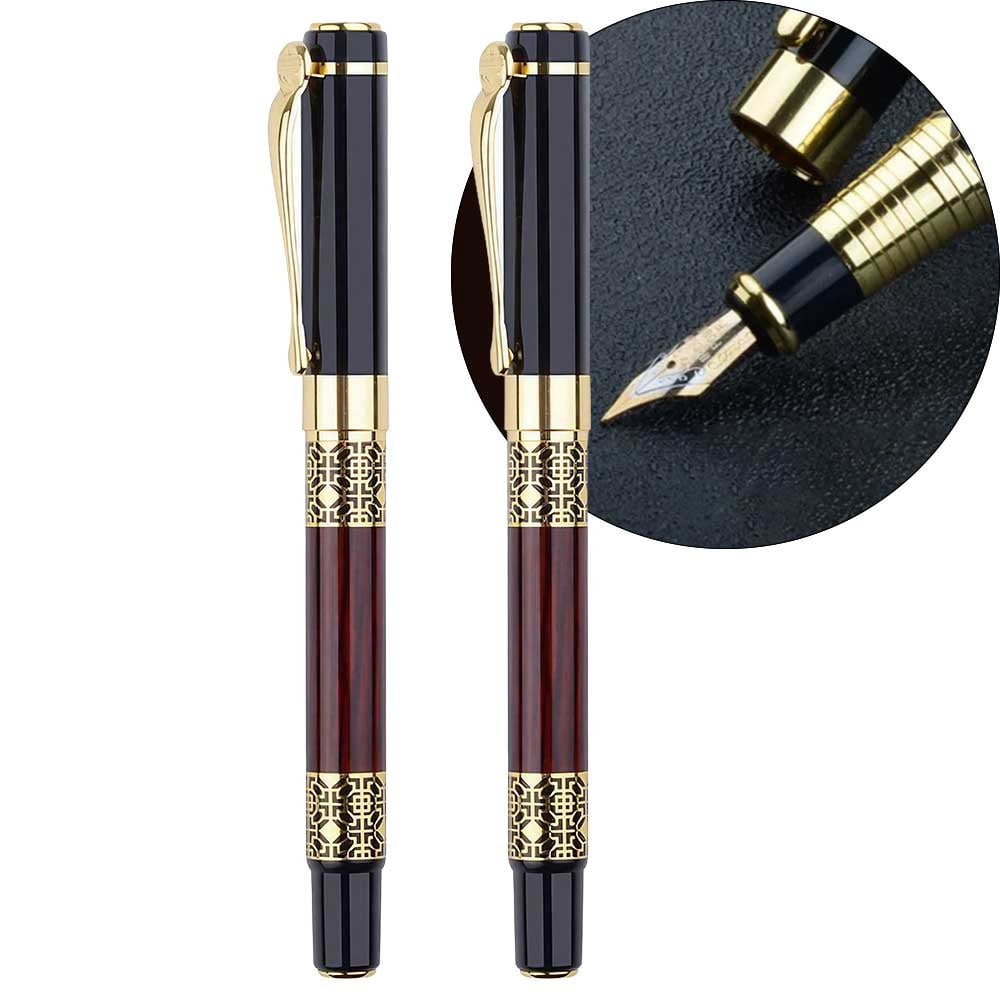 STONEGO Classic Woodgrain Fountain Pen - Premium 0.5mm Rollerball Pen ...