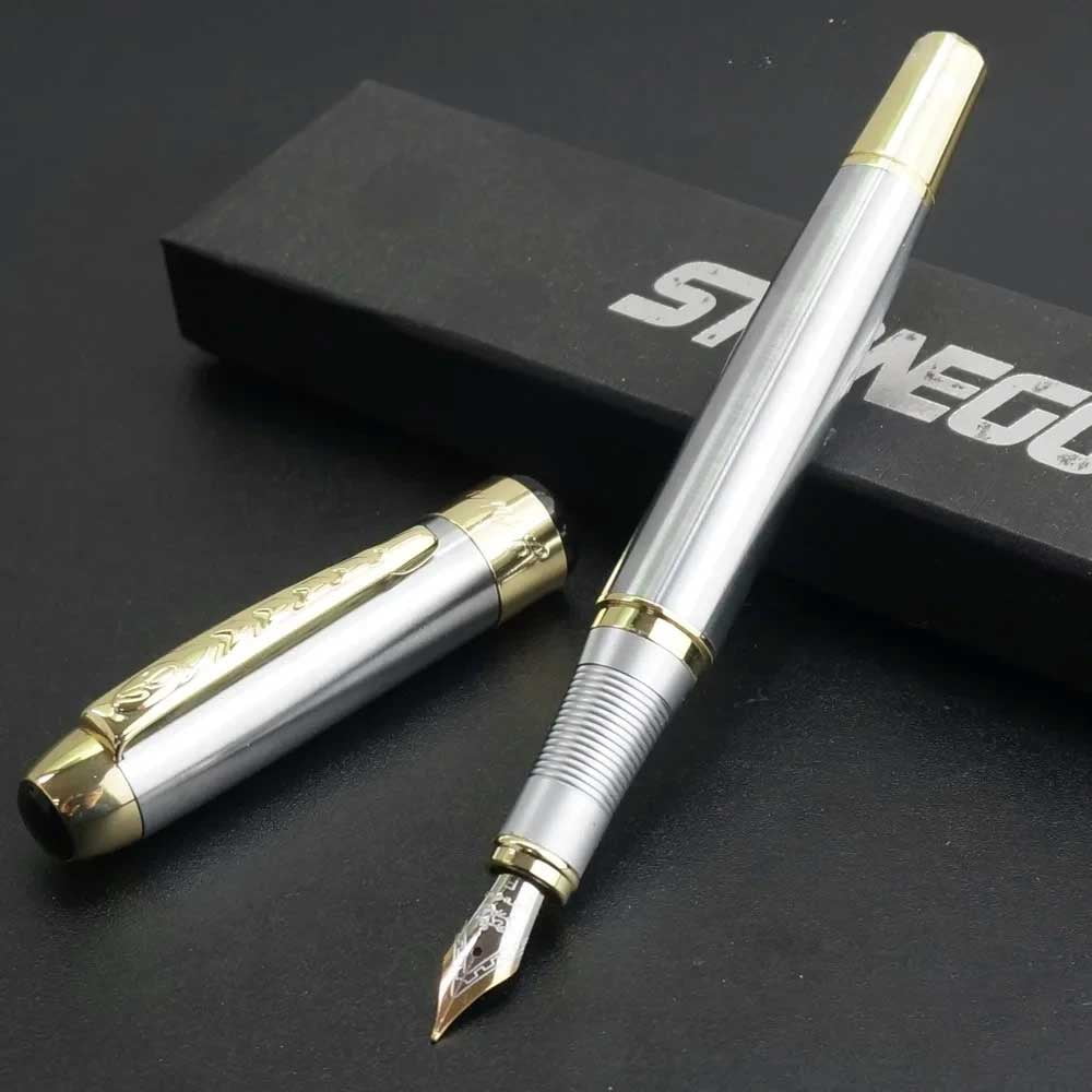 STONEGO Full Steel Fine Nib Gold Arrowhead Ring Trim Retro Luxury Pens ...
