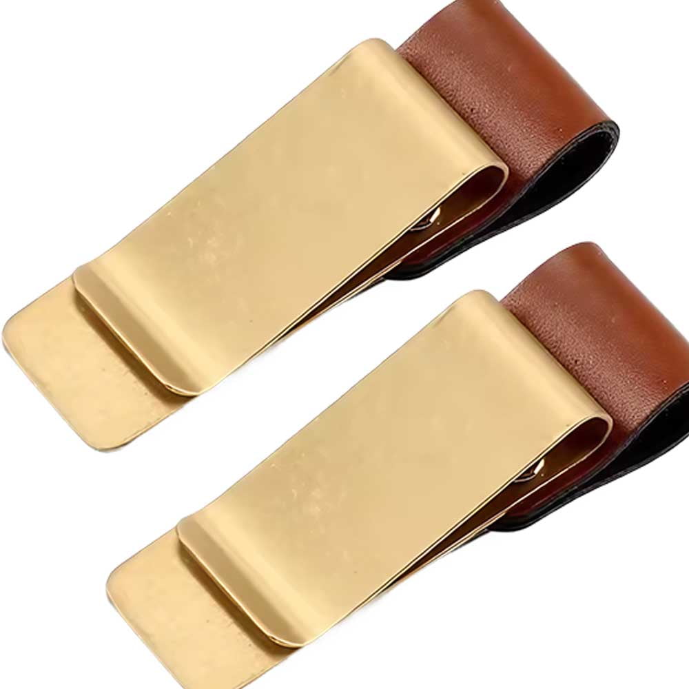 STONEGO Handmade Leather and Brass Pen Holder Clip - Stainless Steel ...