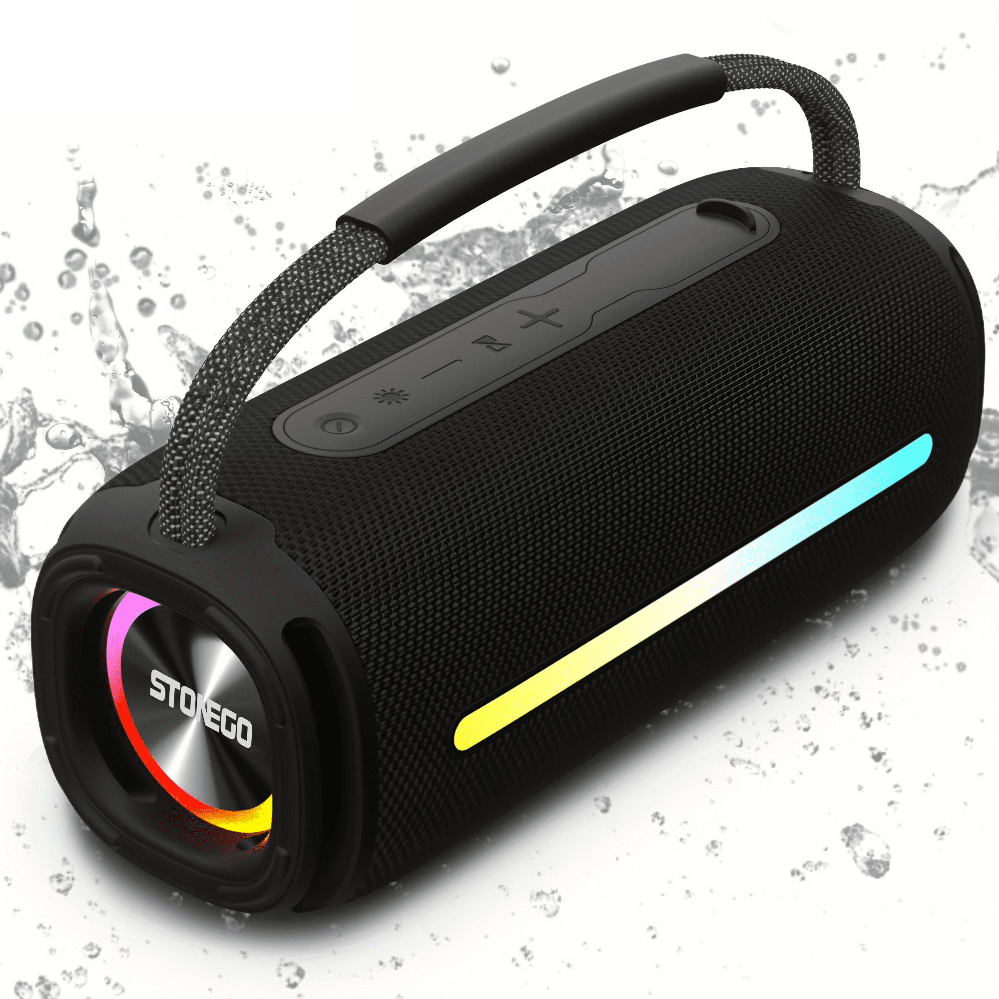 STONEGO Portable Handheld Bluetooth Speaker, Bluetooth 5.3 Wireless RGB ...