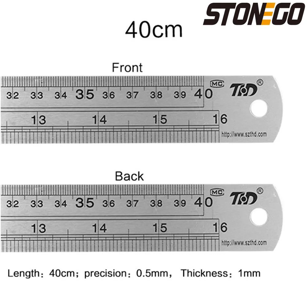 STONEGO Stainless Steel Ruler, 6, 8, 12, 16, 20 Inch Metal Rulers, With ...