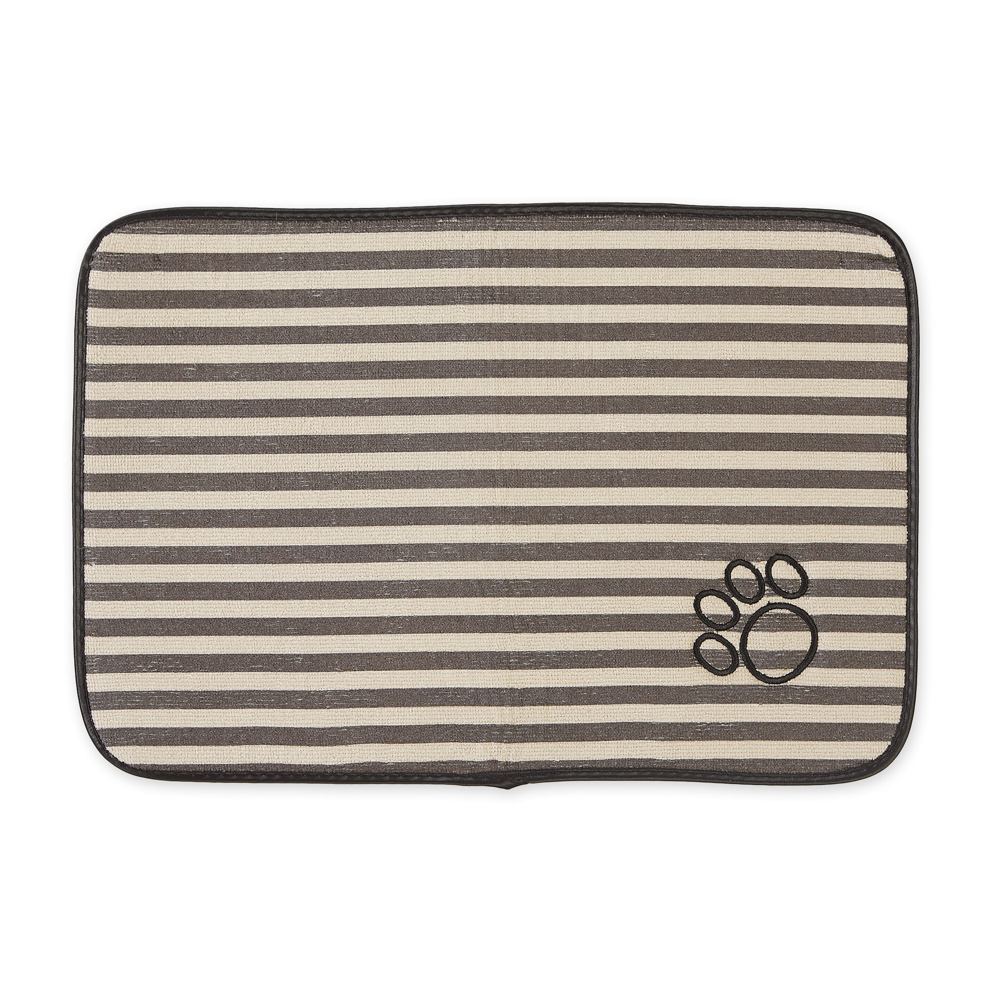 Bone Dry Embroidered Microfiber Pet Mat Stripe Paw Pet Food Mat ...