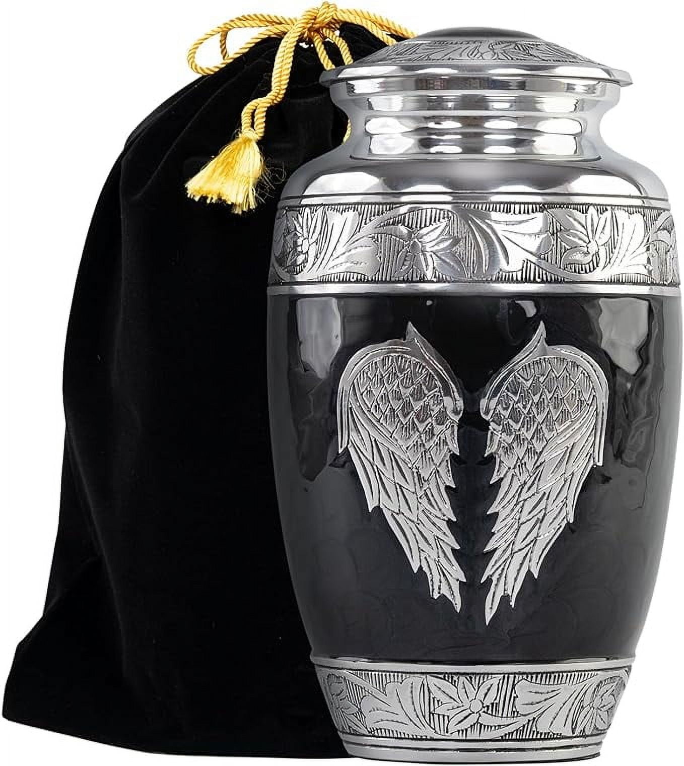 STONLIF Angel Wings Cremation Urn for Human Ashes, Large Black Urn for ...