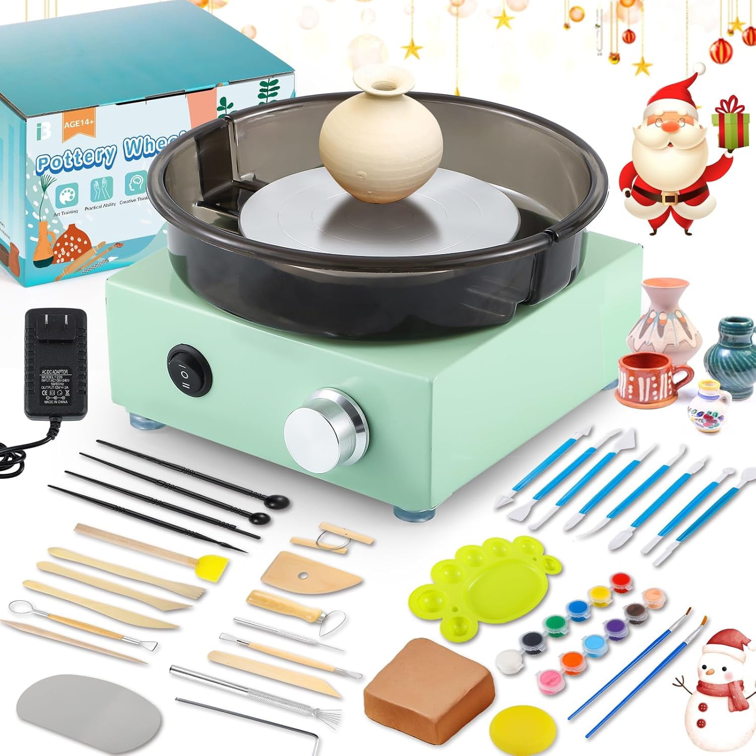 STONTREE Mini Pottery Wheel-30 PCS DIY Pottery Kit with Clay 5" Wheel ...