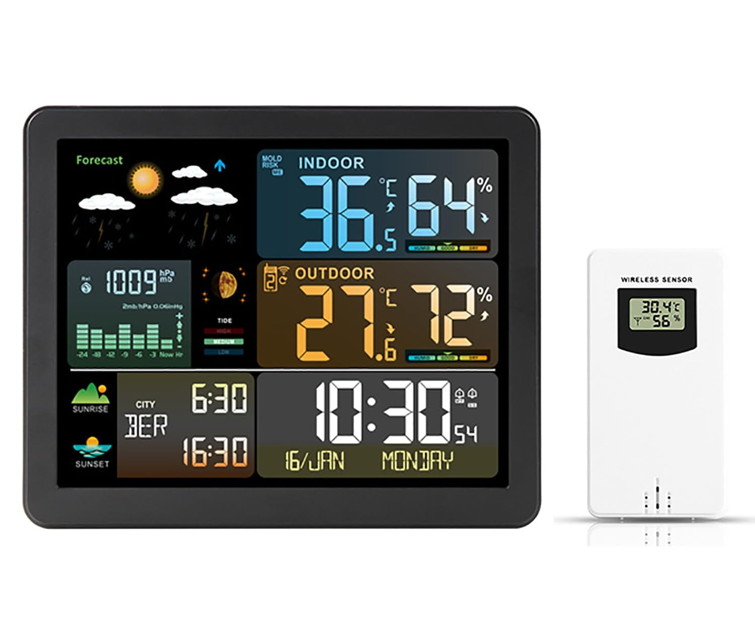 STONTREE Weather Station Indoor Outdoor, Color Display Digital Weather ...