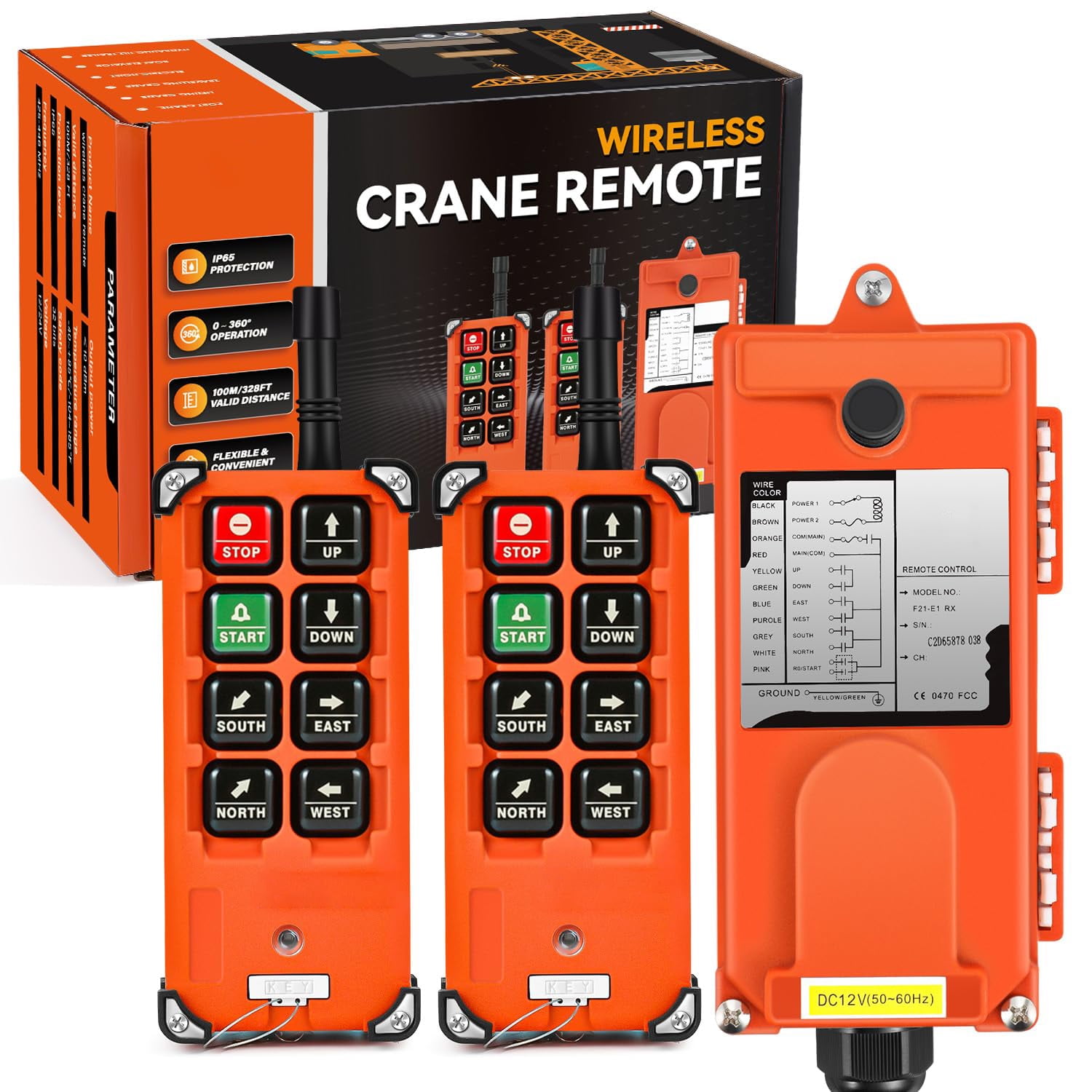 STONTREE Wireless Crane Remote Control 8 Buttons 12V 2 Transmitters ...
