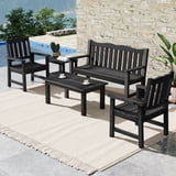 STOOG Outdoor Furniture Set, 5 Piece Patio Conversation Set with Bench ...