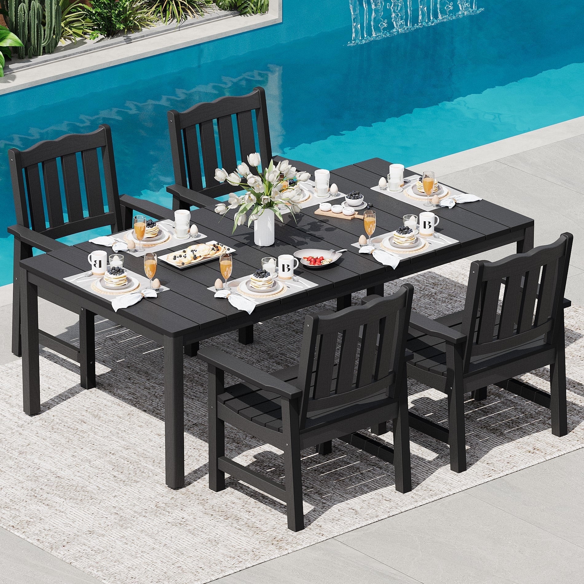 STOOG Patio Dining Set 5-Piece, Outdoor Dining Furniture Set with Table ...