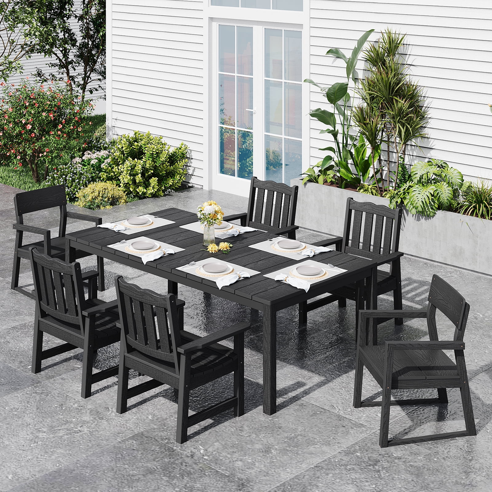 STOOG Patio Dining Set 7-Piece, Outdoor Dining Furniture Set with Table ...
