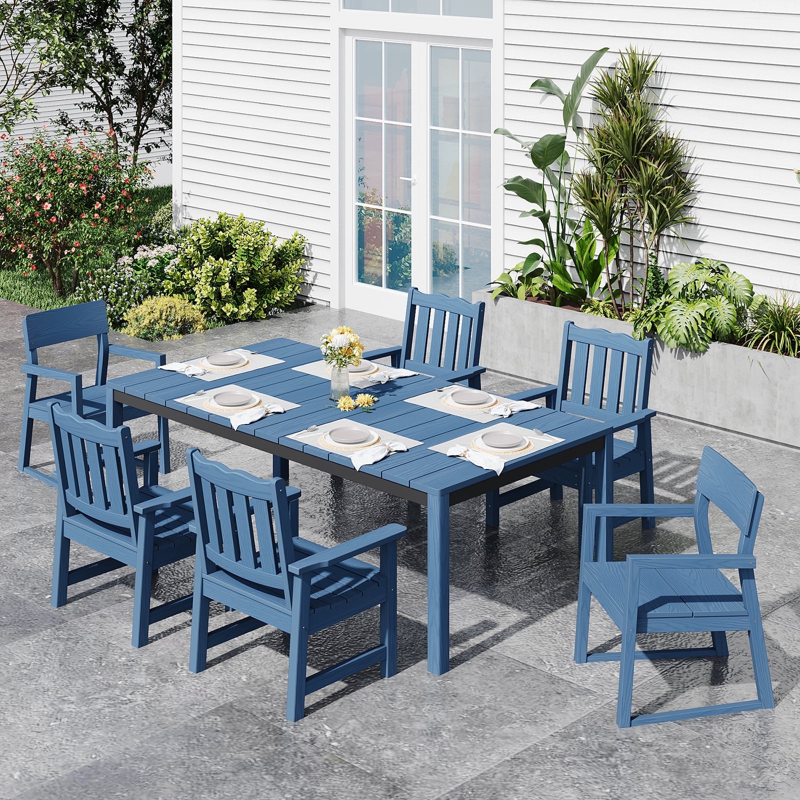 STOOG Patio Dining Set 7-Piece, Outdoor Dining Furniture Set with Table ...