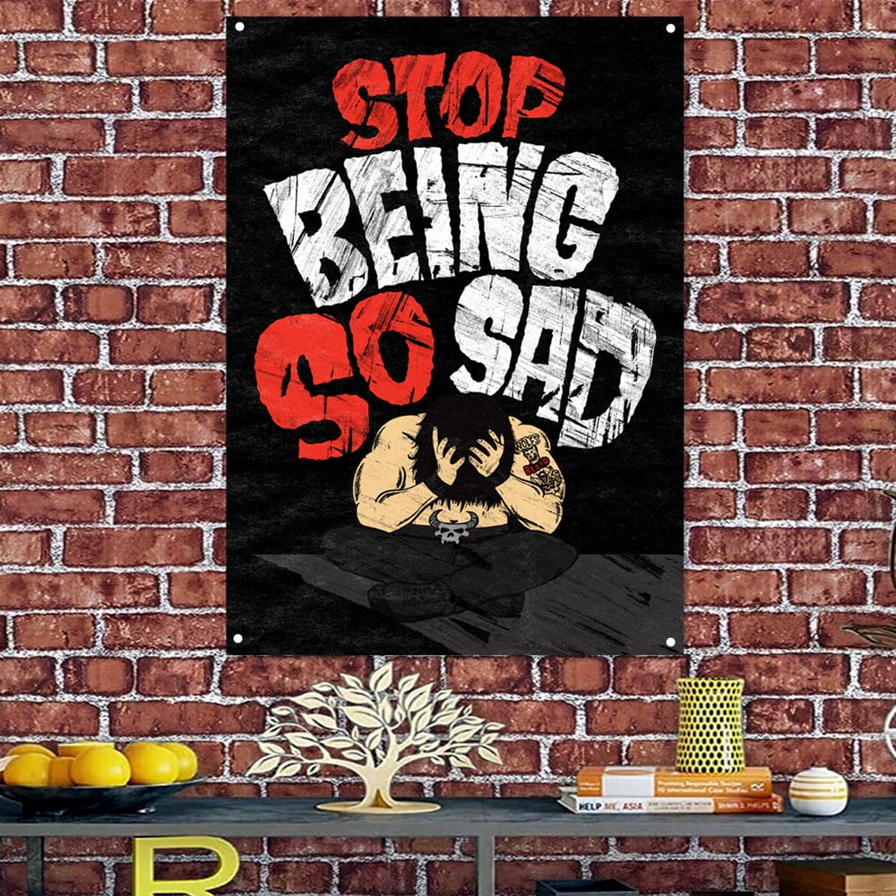 STOP BEING SO SAD - Strong Bodybuilder Workout Poster Banners Flags Gym ...