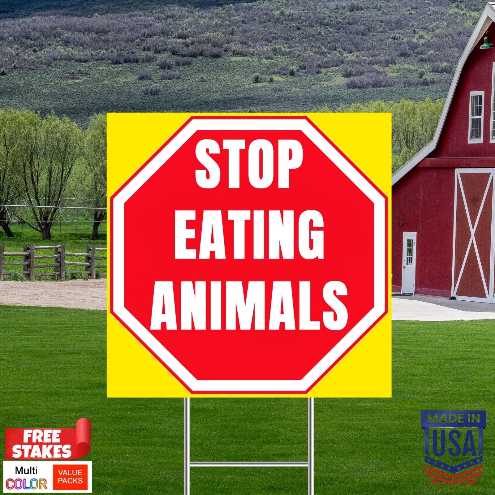 STOP EATING ANIMALS - Yard Signs - 8 Pack 12x12" – Ready to Use ...