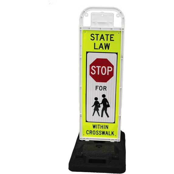 STOP FOR PEDESTRIANS, MUTCD COMPLIANT. Crossing Sign for School Zone ...