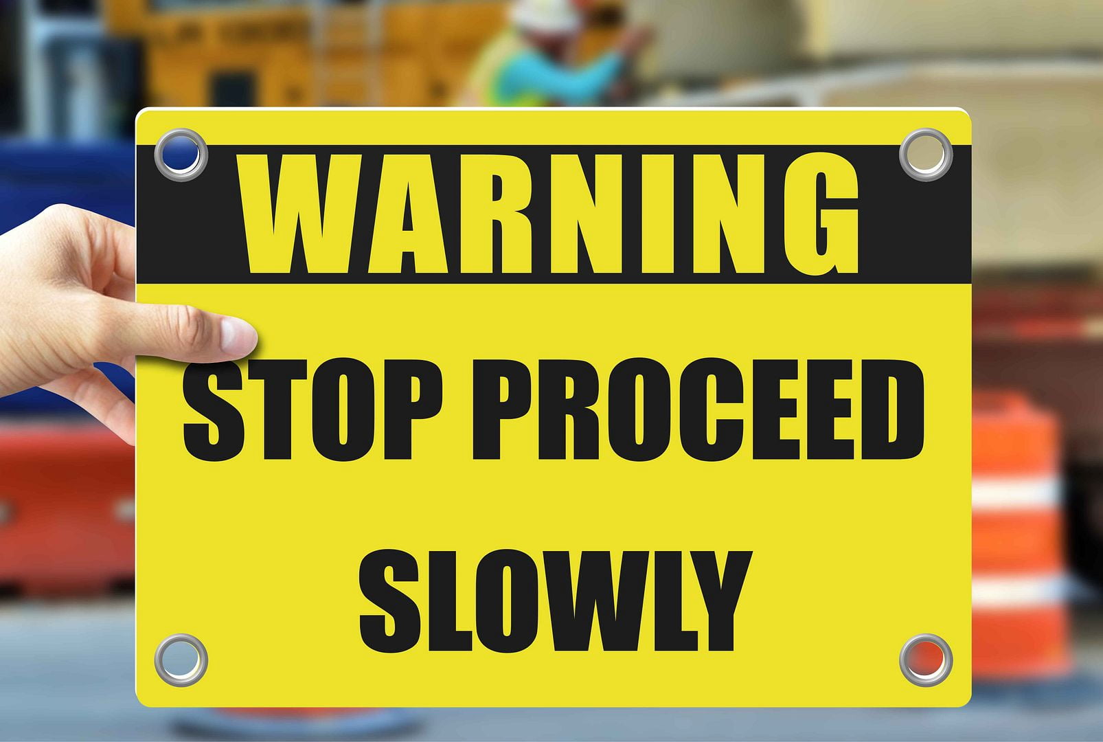 STOP PROCEED SLOWLY | Warning Notice Caution Danger 3mm PVC Sign ...