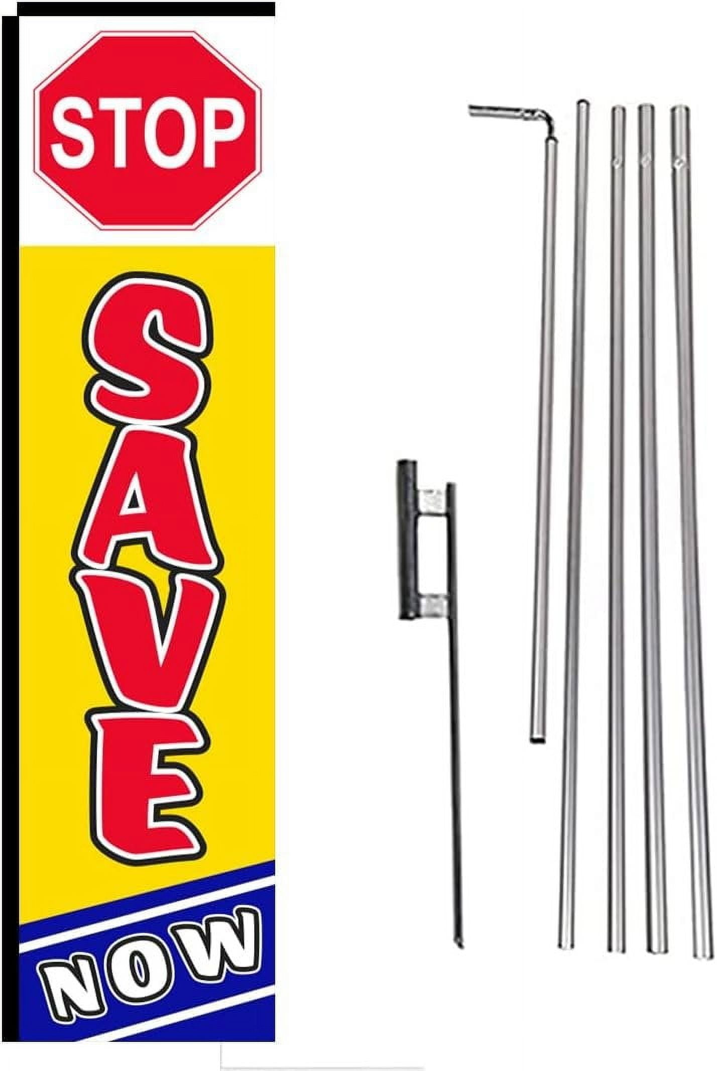 STOP SAVE NOW Advertising Rectangle Feather Banner Swooper Flag Sign ...