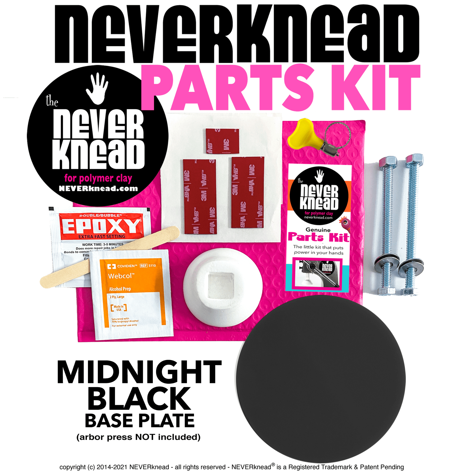 STOP THE HURT! BLACK NEVERknead PARTS KIT Polymer Clay Conditioning ...