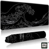 STOPERT XL Gaming Mouse Pad, Japanese Sea Wave, Non-Slip, Stitched ...