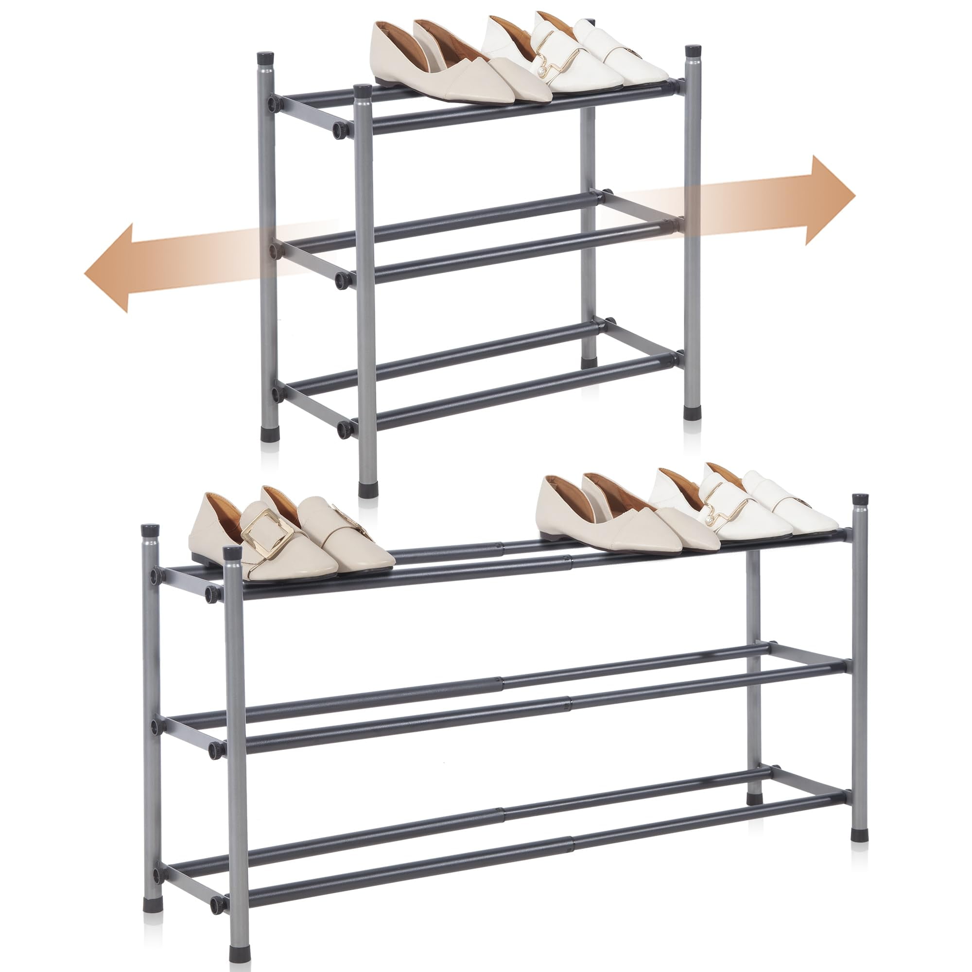 STORAGE MANIAC Expandable Shoe Rack, 12 Pairs Stackable Small Shoe Rack ...
